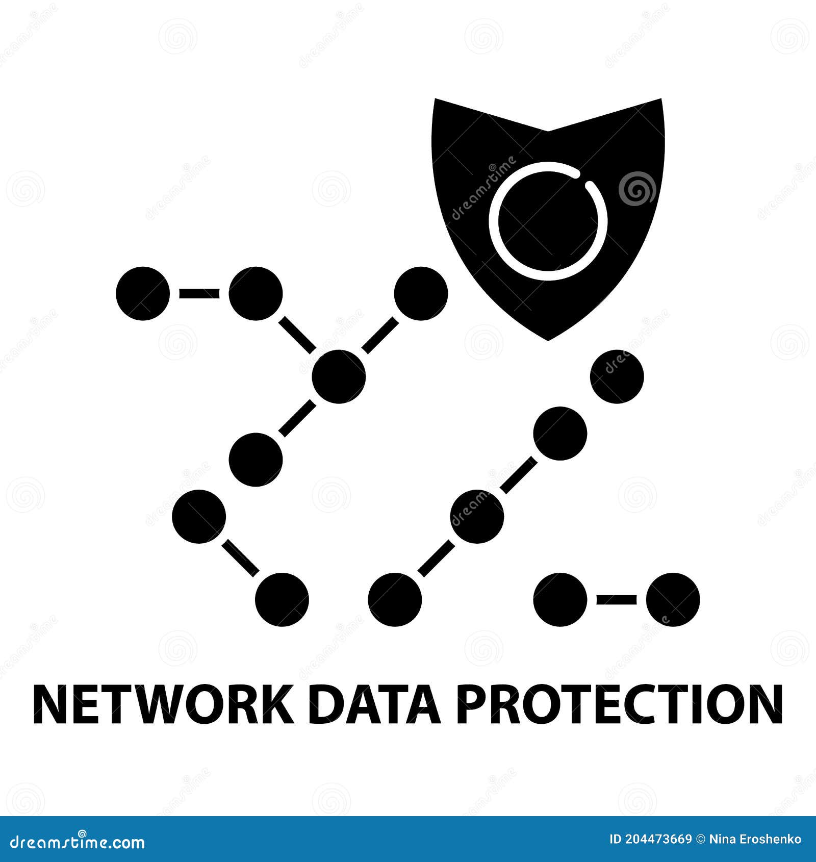 Network Data Protection Icon, Black Vector Sign with Editable Strokes ...
