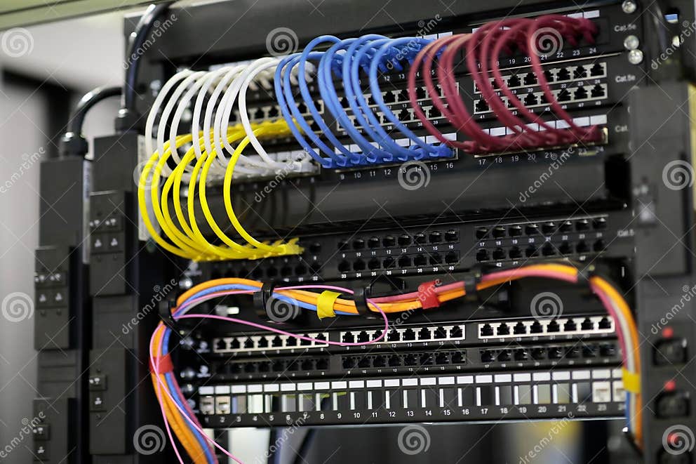 Network Data Rack with Networking Equipment Stock Image - Image of ...