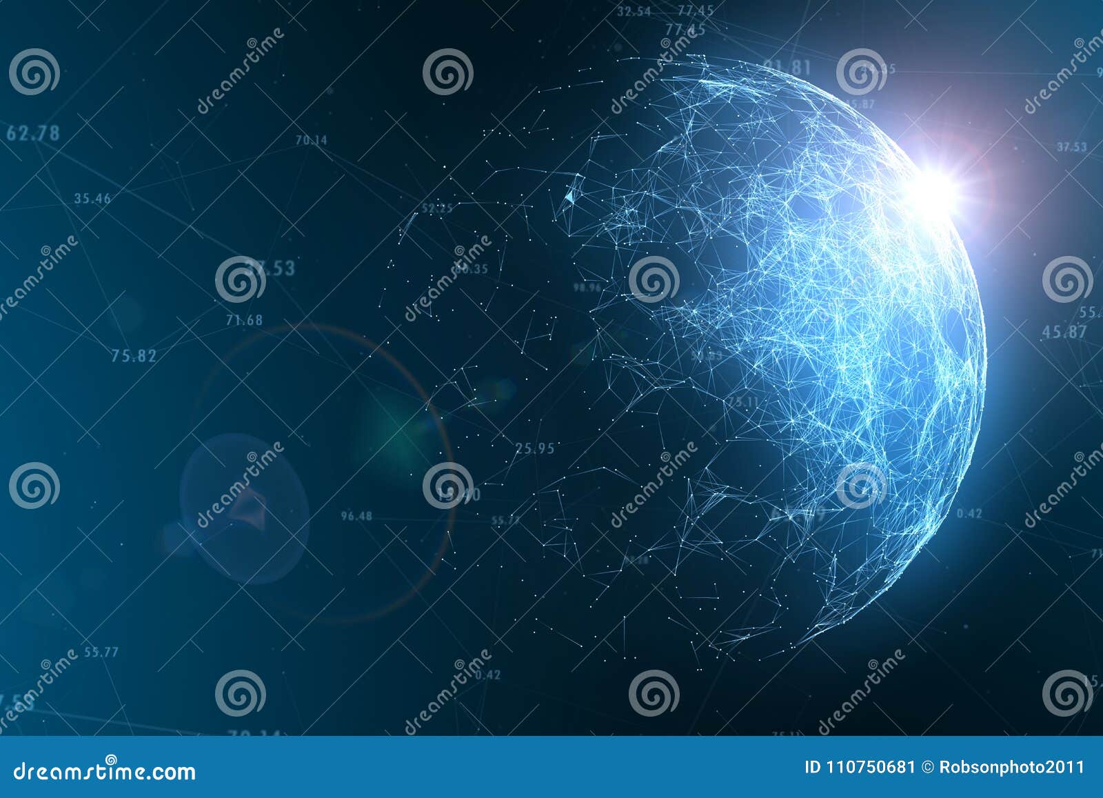 Network Data Sphere with Numbers Background Stock Illustration ...