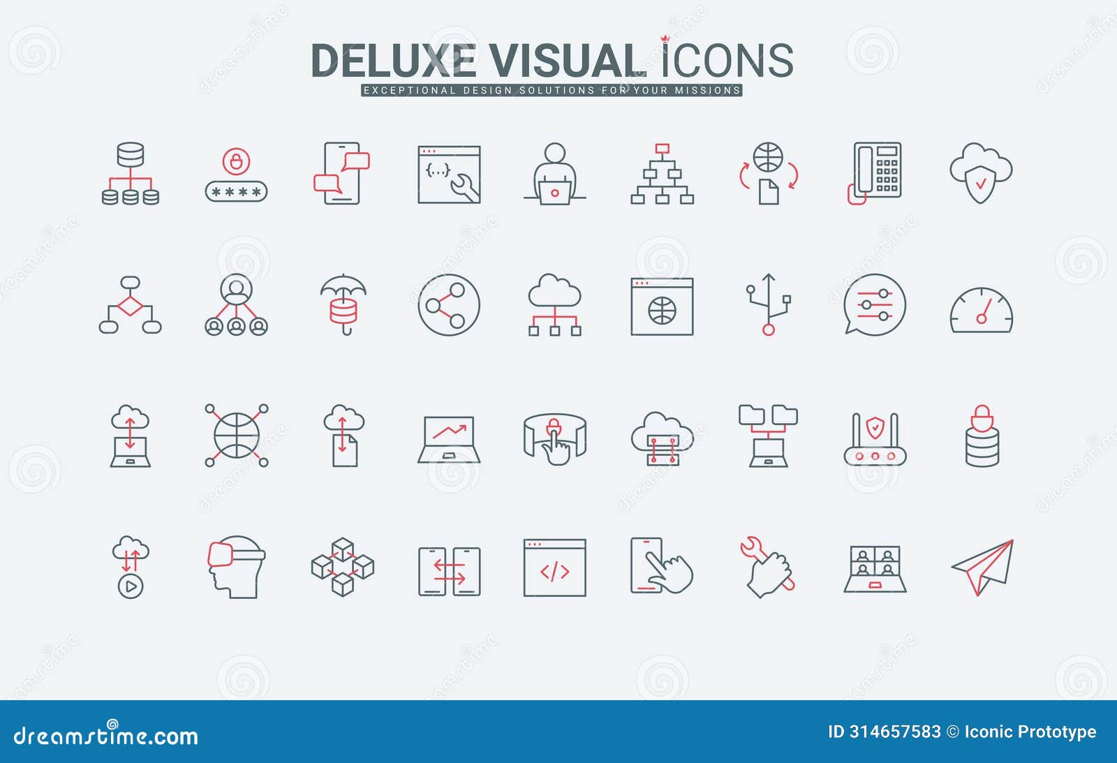 Network Data System and Architecture Line Icons Set, Flowchart Model ...