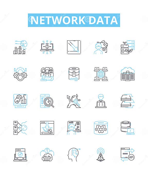 Network Data Vector Line Icons Set Networking Data Transfer Protocols Connectivity