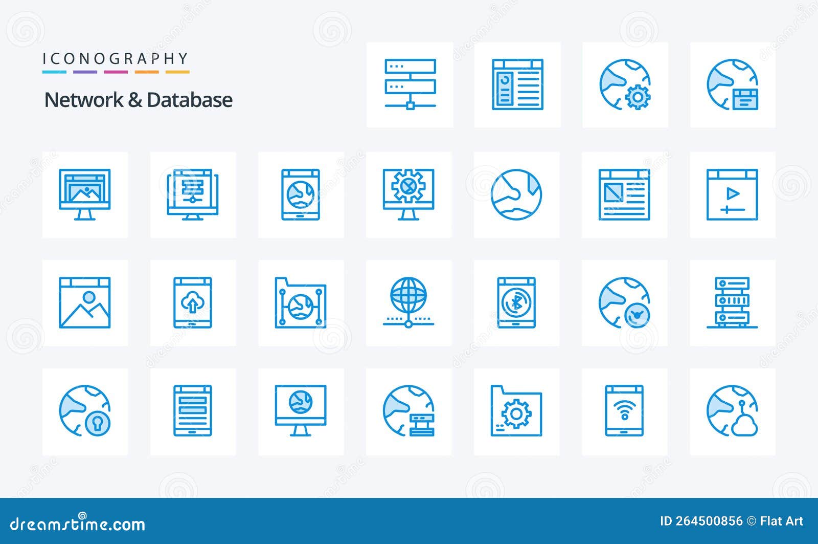 25 Network and Database Blue Icon Pack. Vector Icons Illustration Stock ...