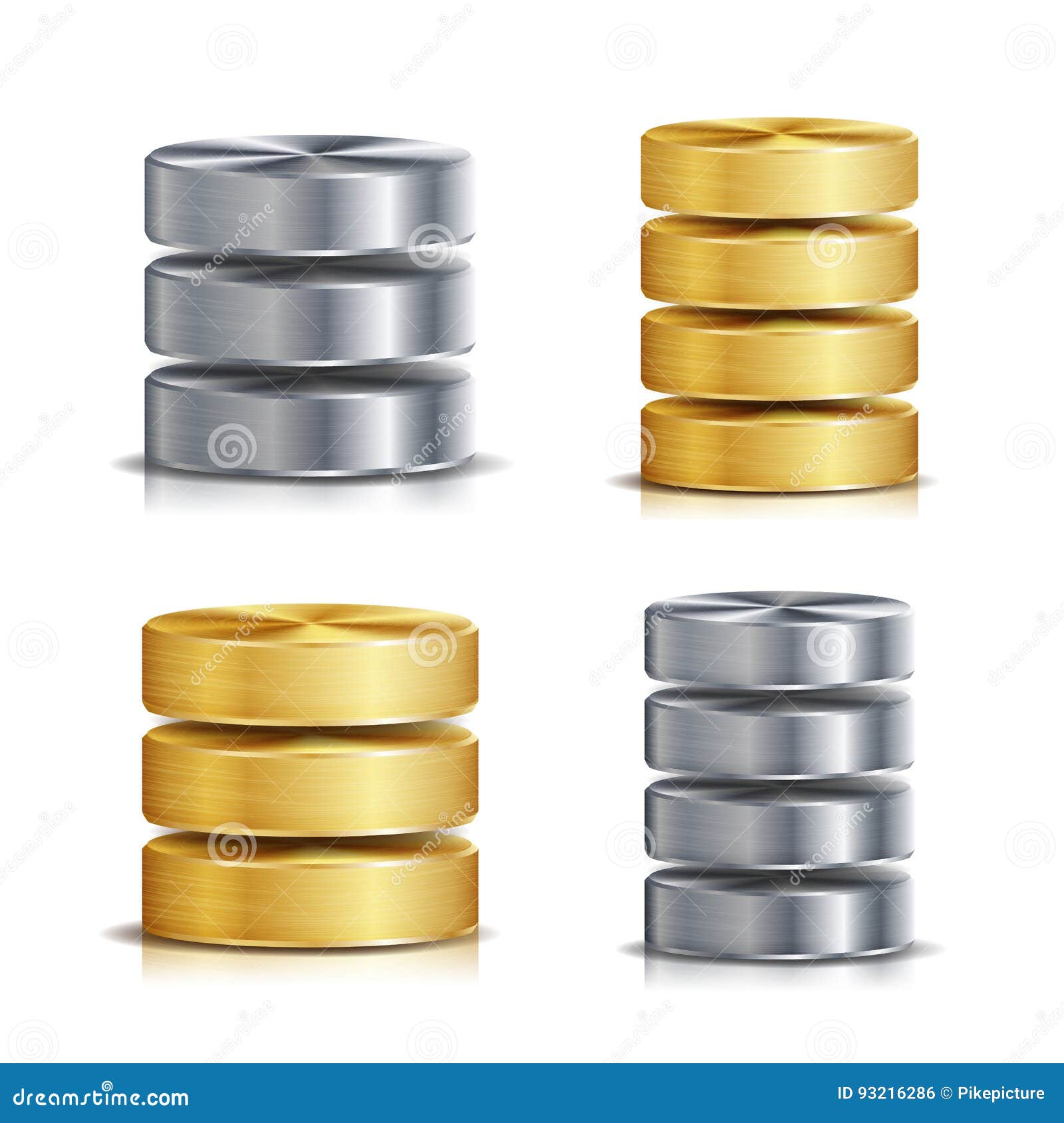 Network Database Disc Icon Vector Set. Realistic Illustration of ...