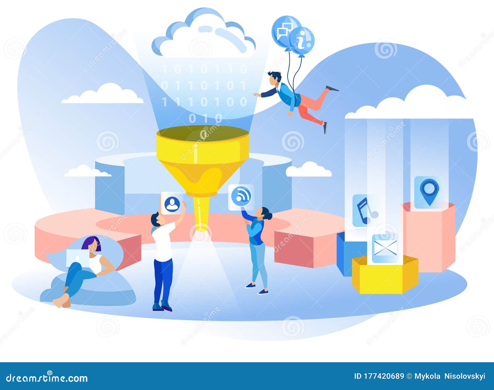 Network Development Data Filter Metaphor Banner Stock Vector ...