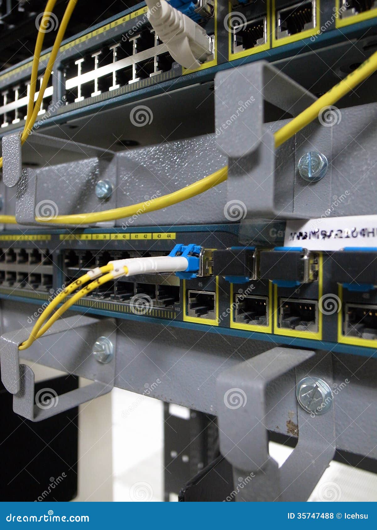 Network Device Connectors Closeup Stock Photo - Image of huge, fiber ...