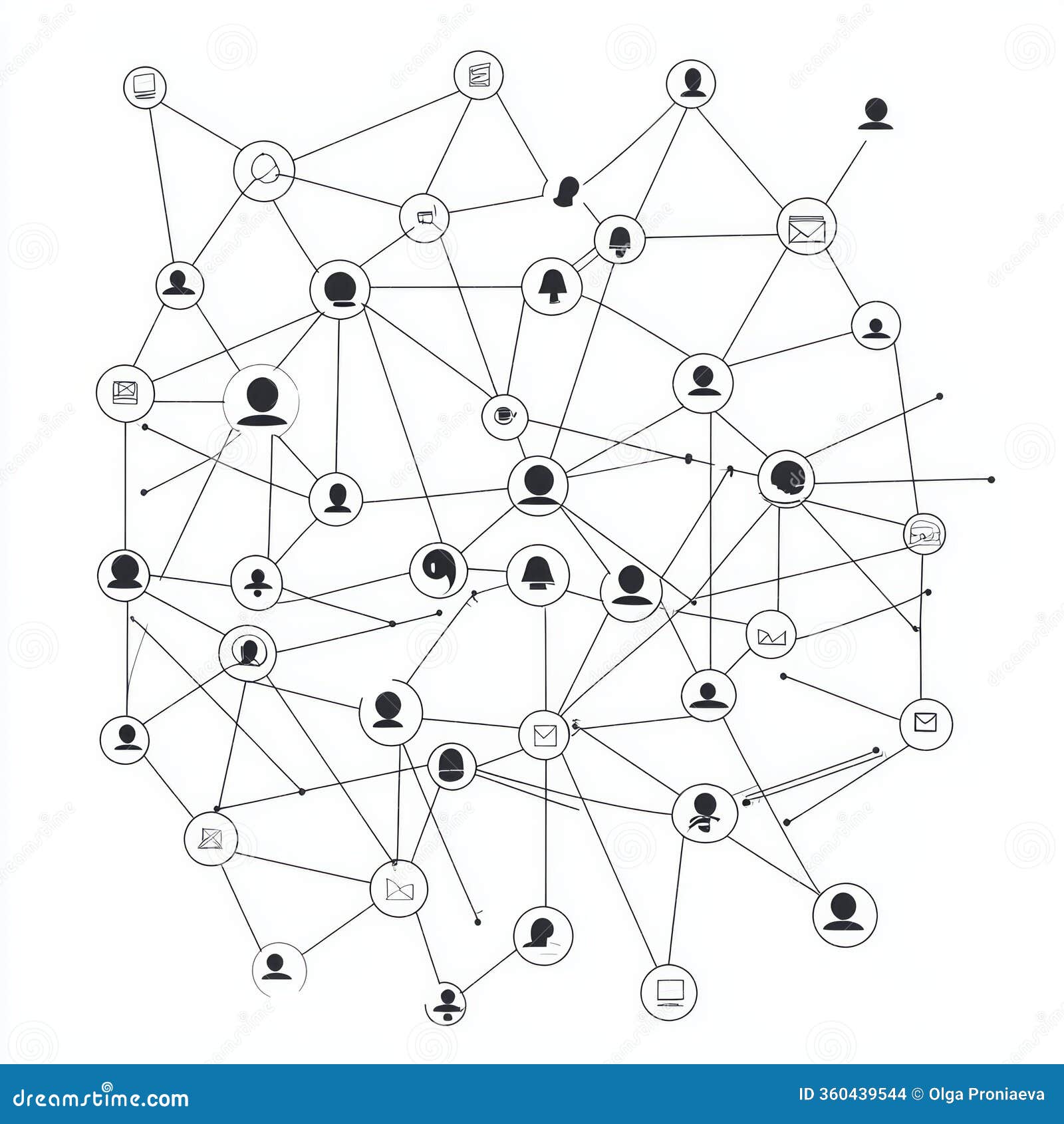 Network Diagram Depicting Interconnected User Icons and Communication ...