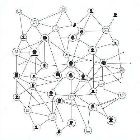 Network Diagram Depicting Interconnected User Icons and Communication ...