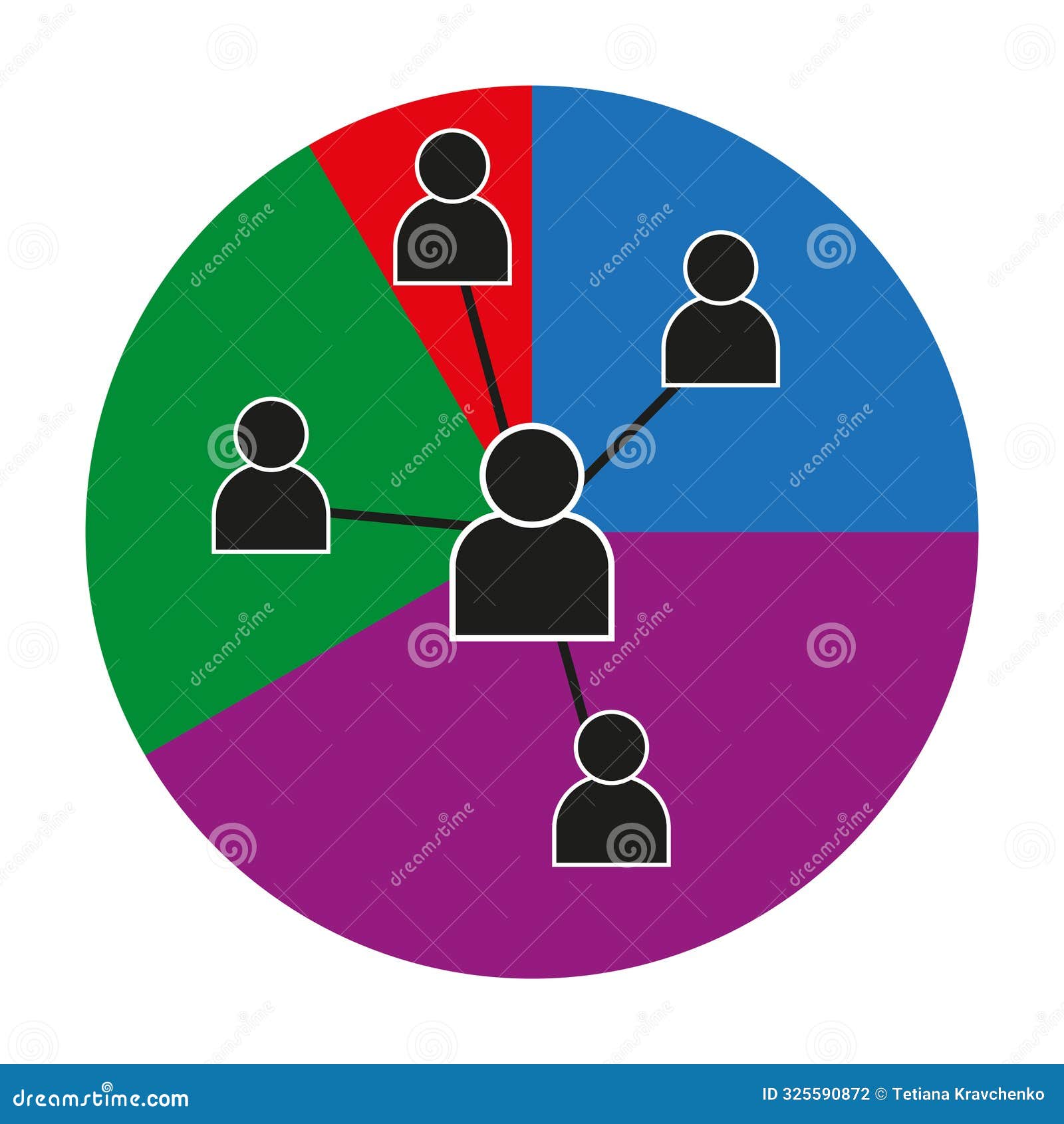 Network Diagram Icon. Colorful Pie Chart. Connection of People ...