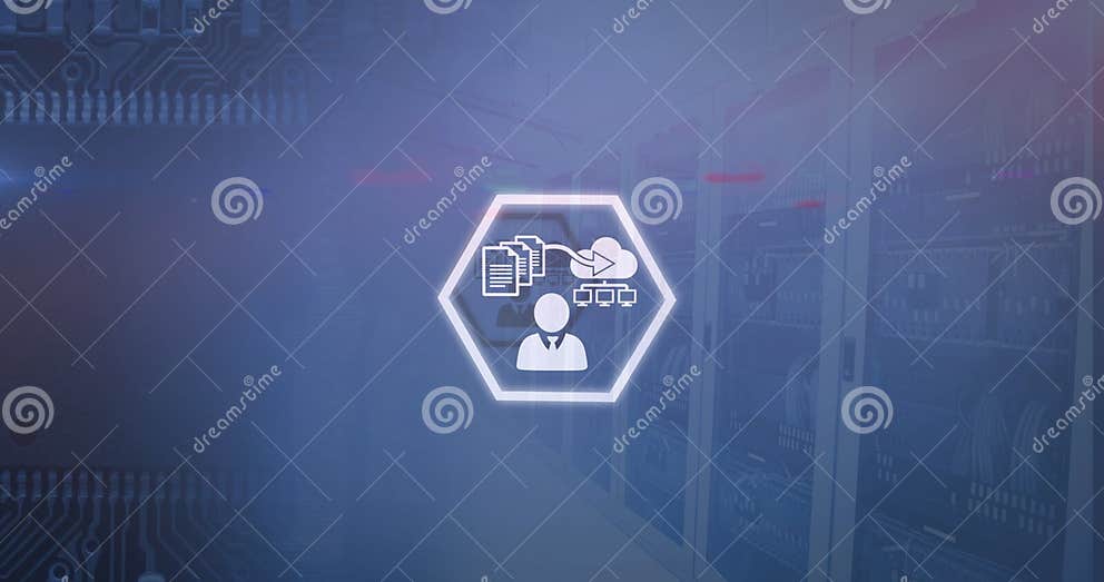 Network of Digital Icons Against Microprocessor Connections and ...