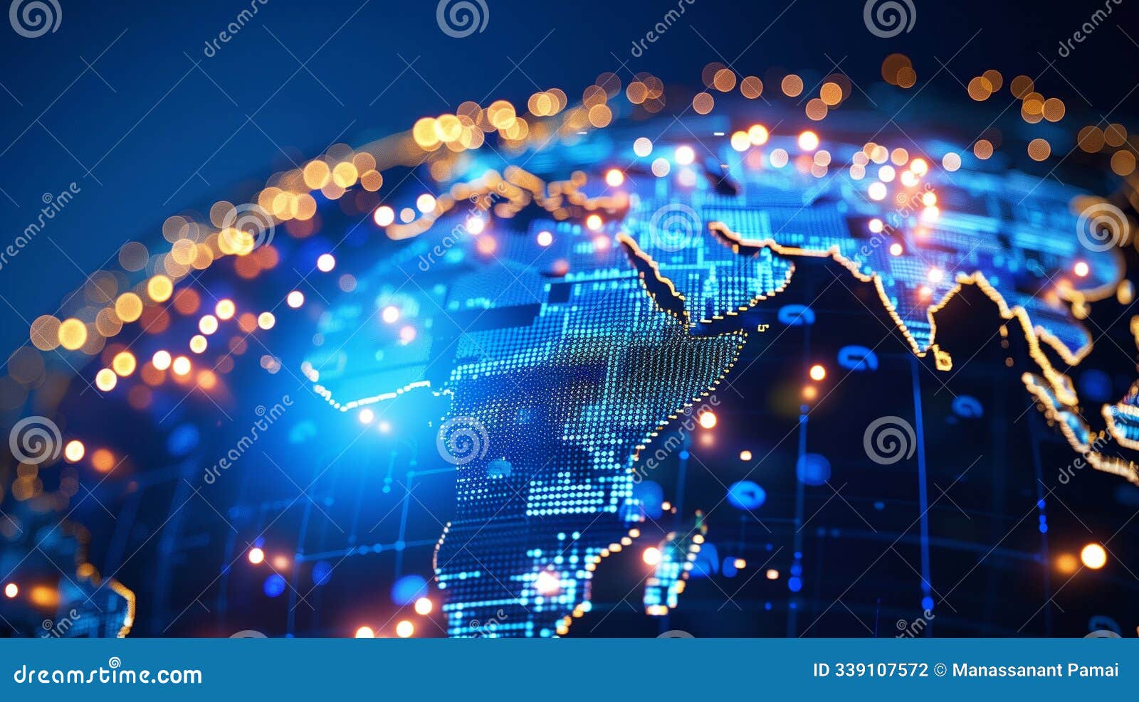 Network with Digital World Map Wireless Communication in City World ...