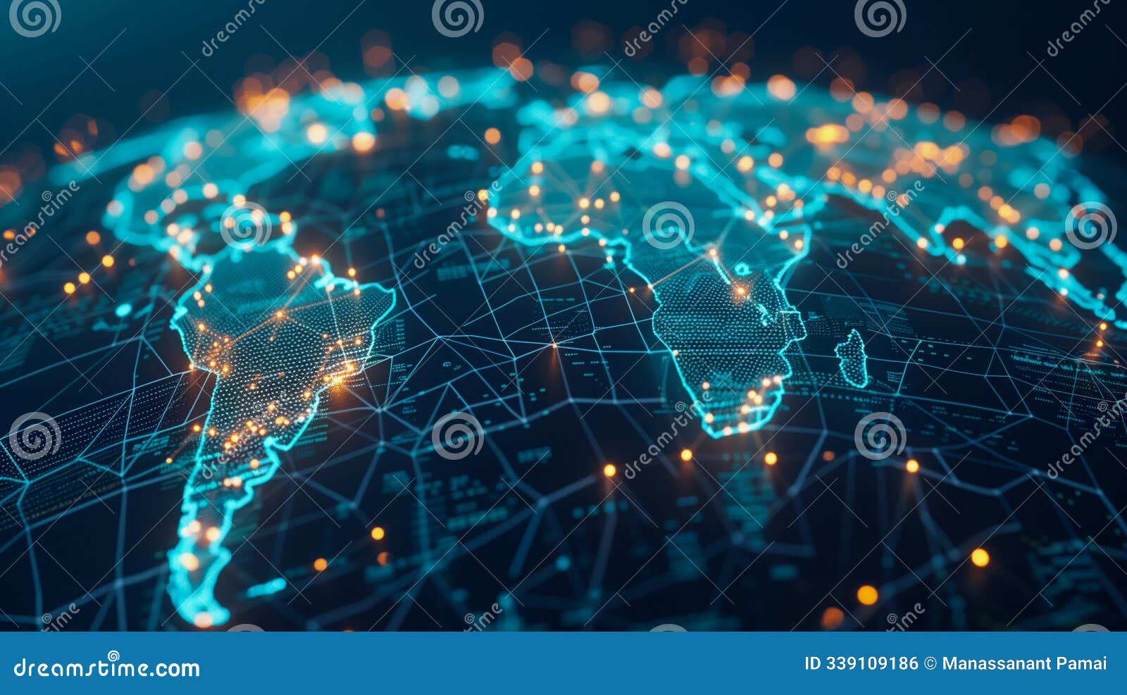 Network with Digital World Map Wireless Communication in City World ...