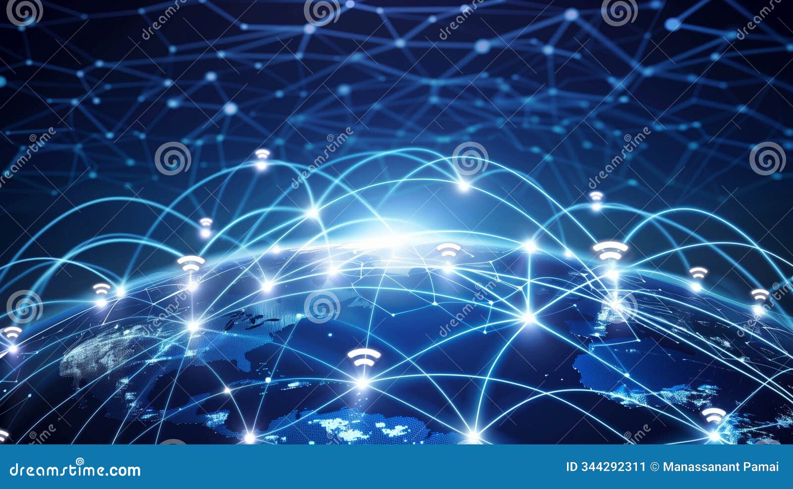 Network with Digital World Map Wireless Communication in City World ...