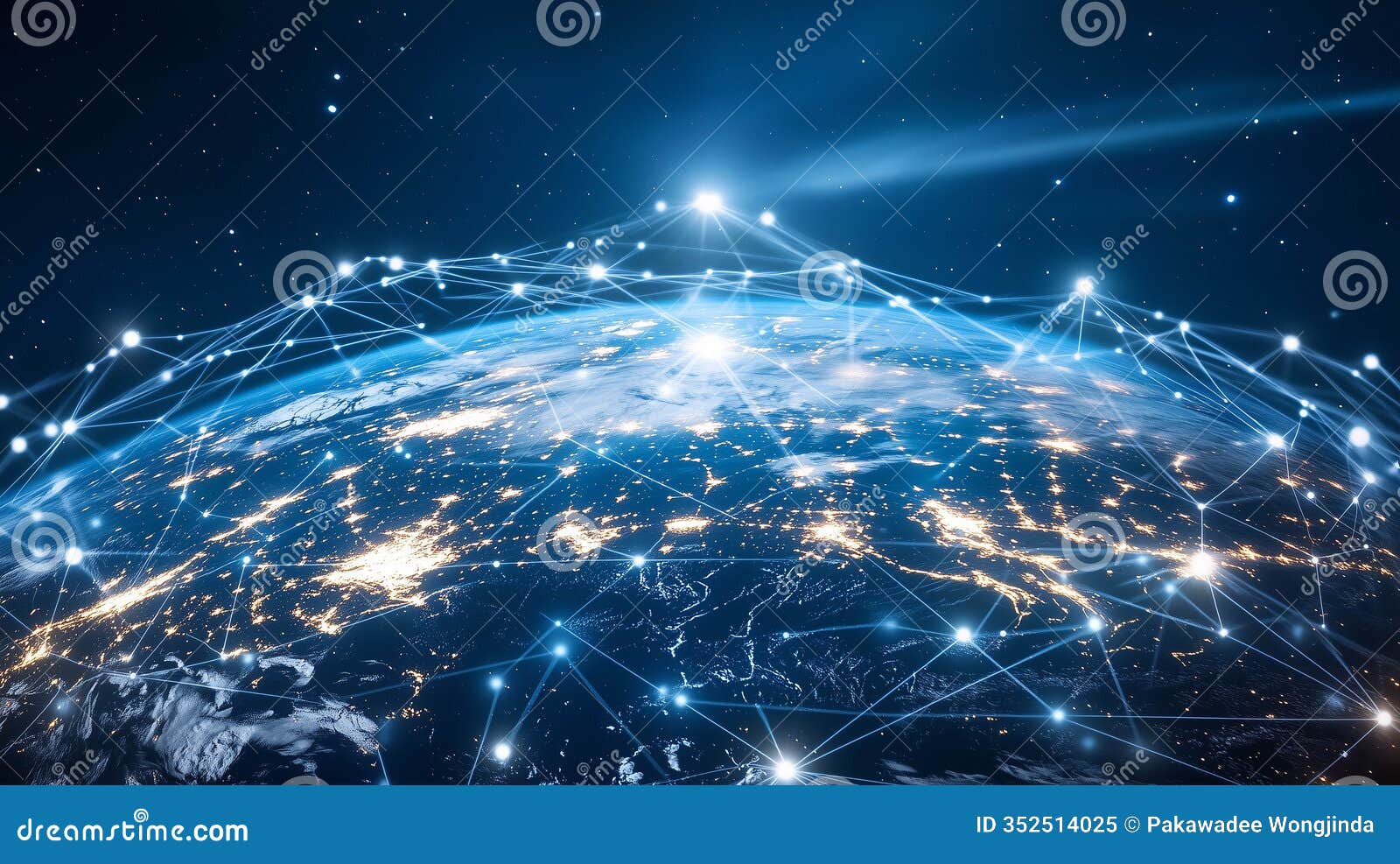 Network with Digital World Map Wireless Communication in City World ...