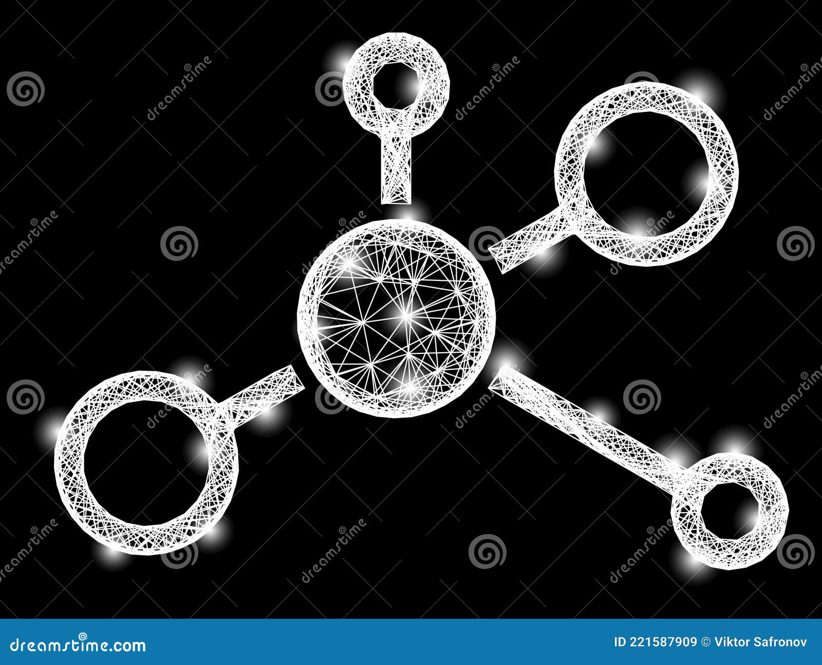 Network Distribution Model Web Mesh with Bright Light Spots Stock ...