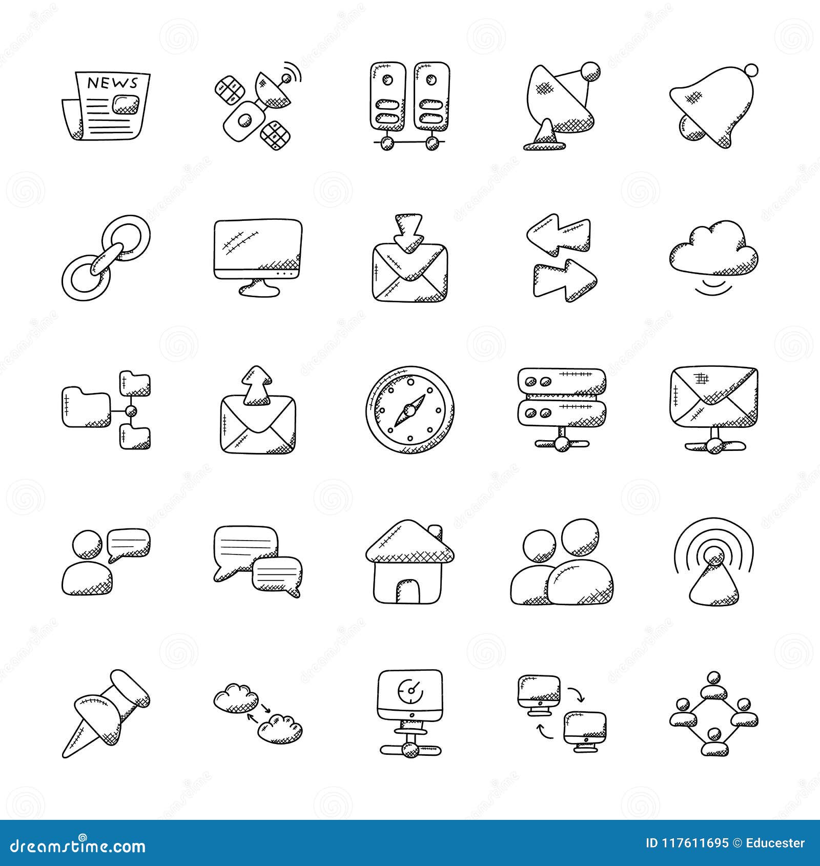 Set of Networking Doodle Vectors Stock Illustration - Illustration of ...