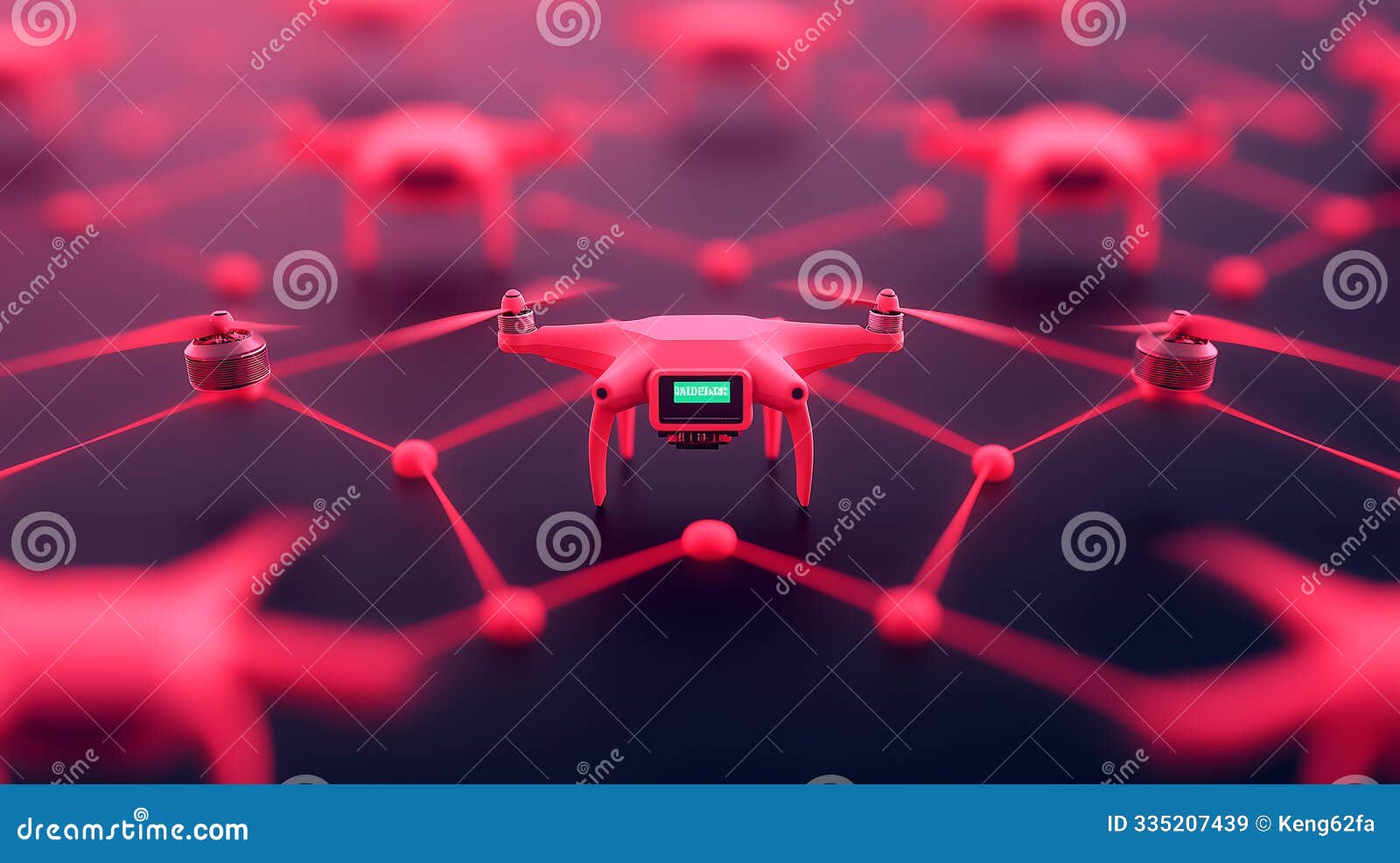 Network of Drones Interconnected Via Communication Links, Symbolizing ...