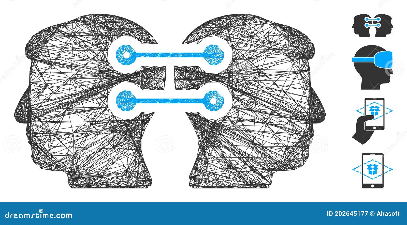 Network Dual Heads Interface Connection Vector Mesh Stock Vector ...