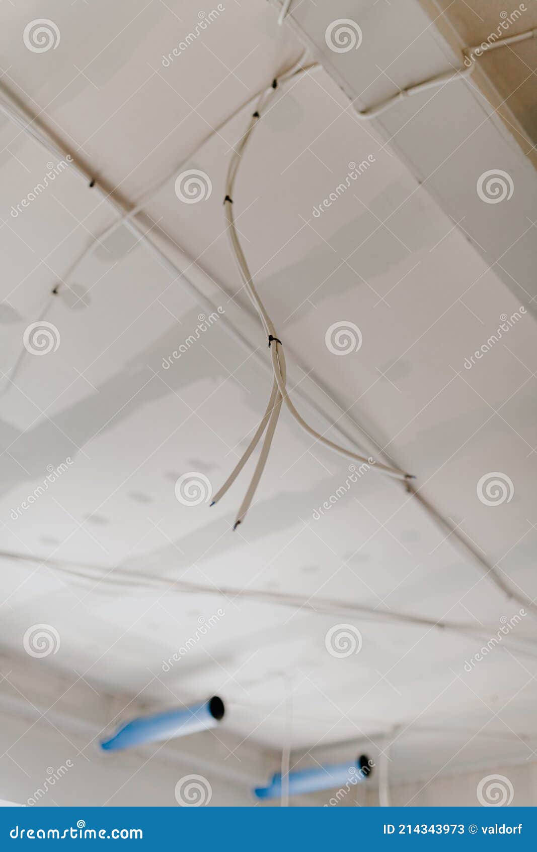 Electric Wires Network Mounted on Ceiling Stock Image - Image of ...