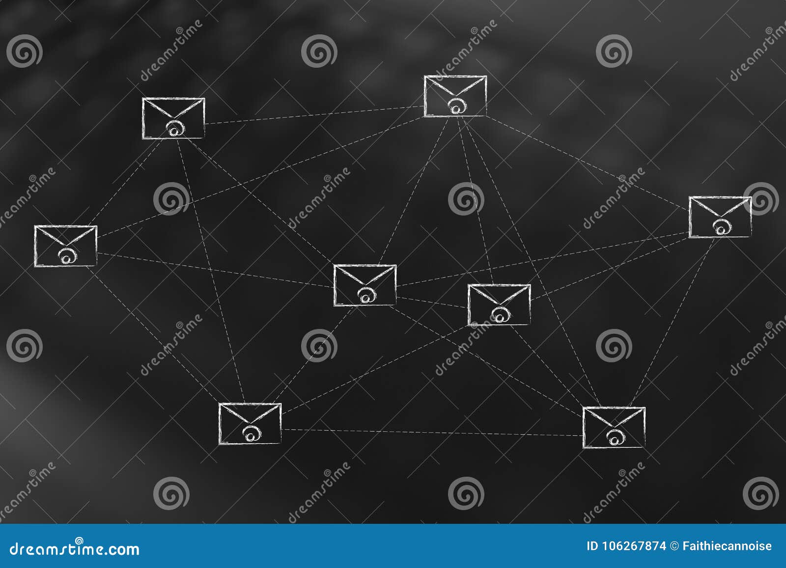 Network with Email Exchange and Dashed Lines Connecting Them Stock ...