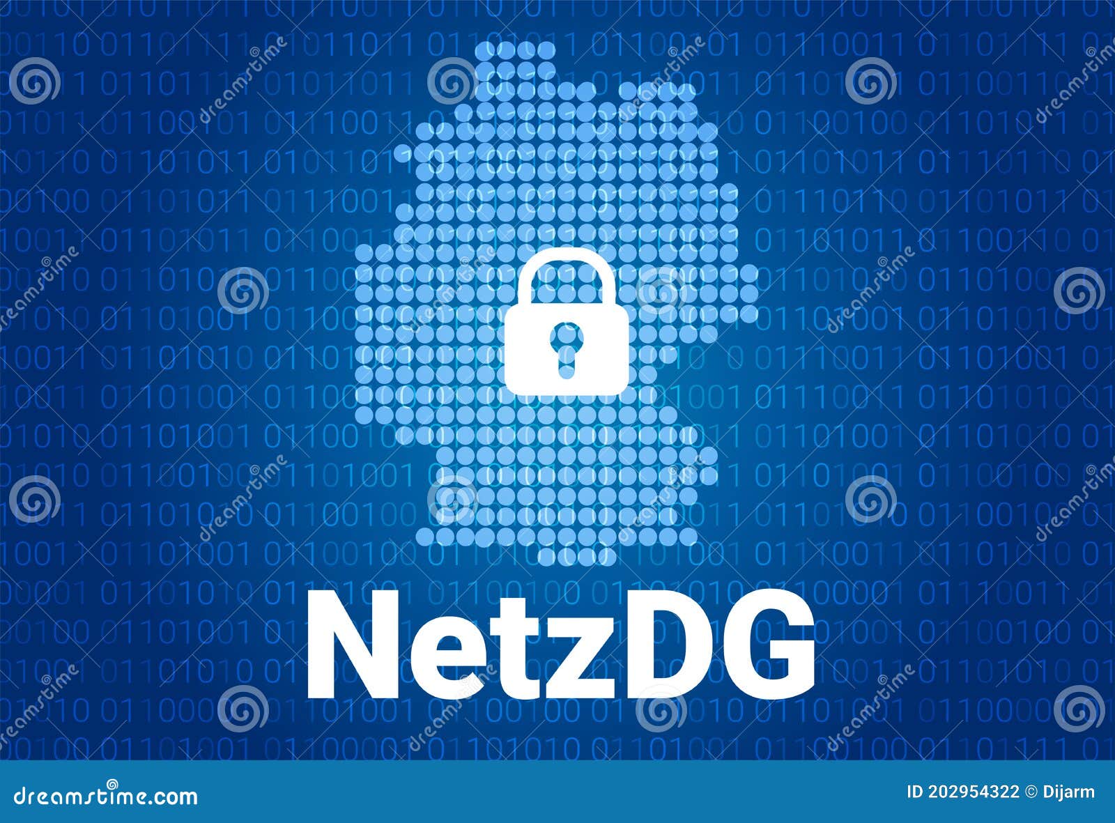 Network Enforcement Act. NetzDG in Germany. Blue Map of Germany on a ...