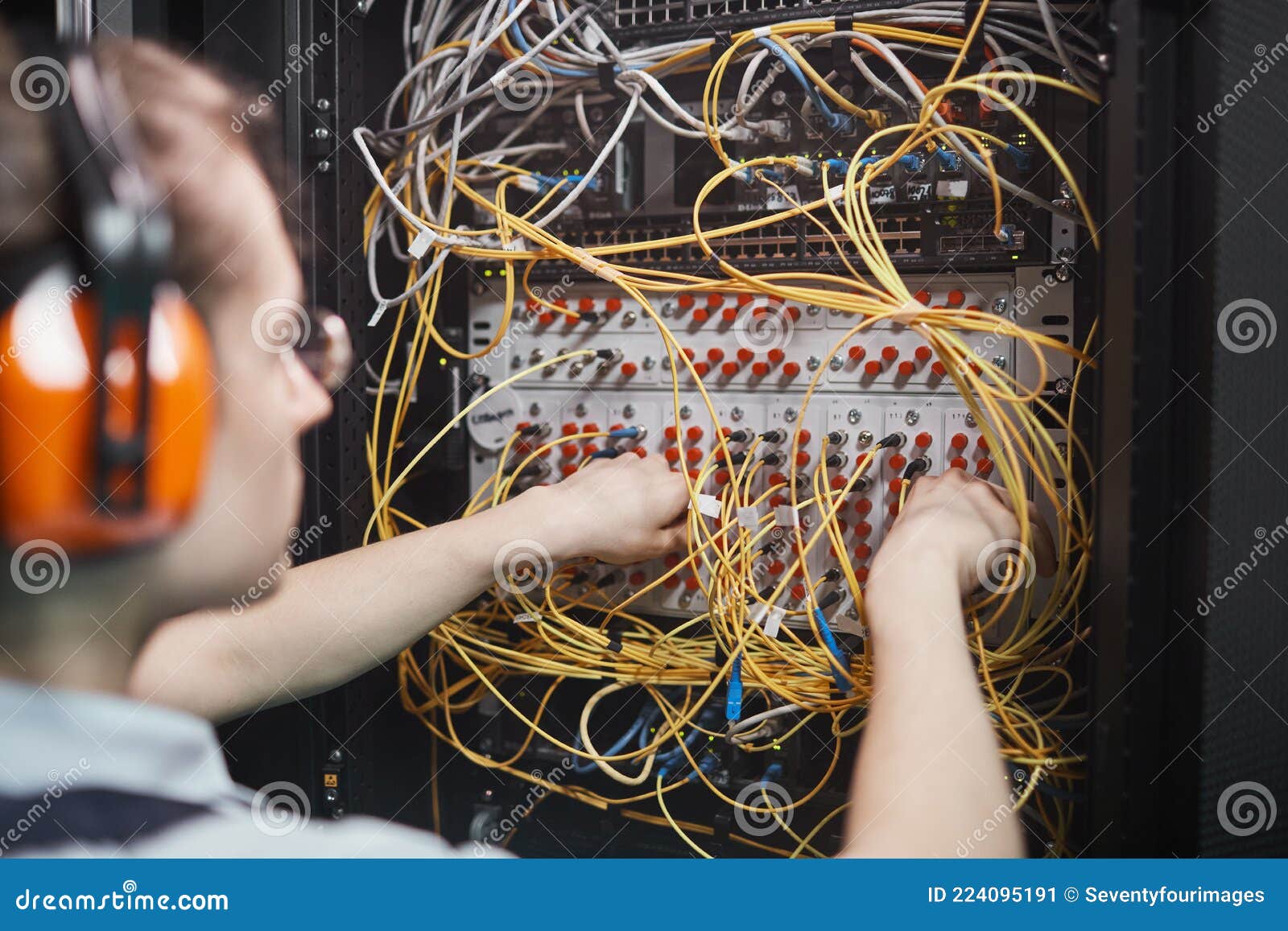 Network Engineer Connecting Wires Stock Image - Image of wire ...