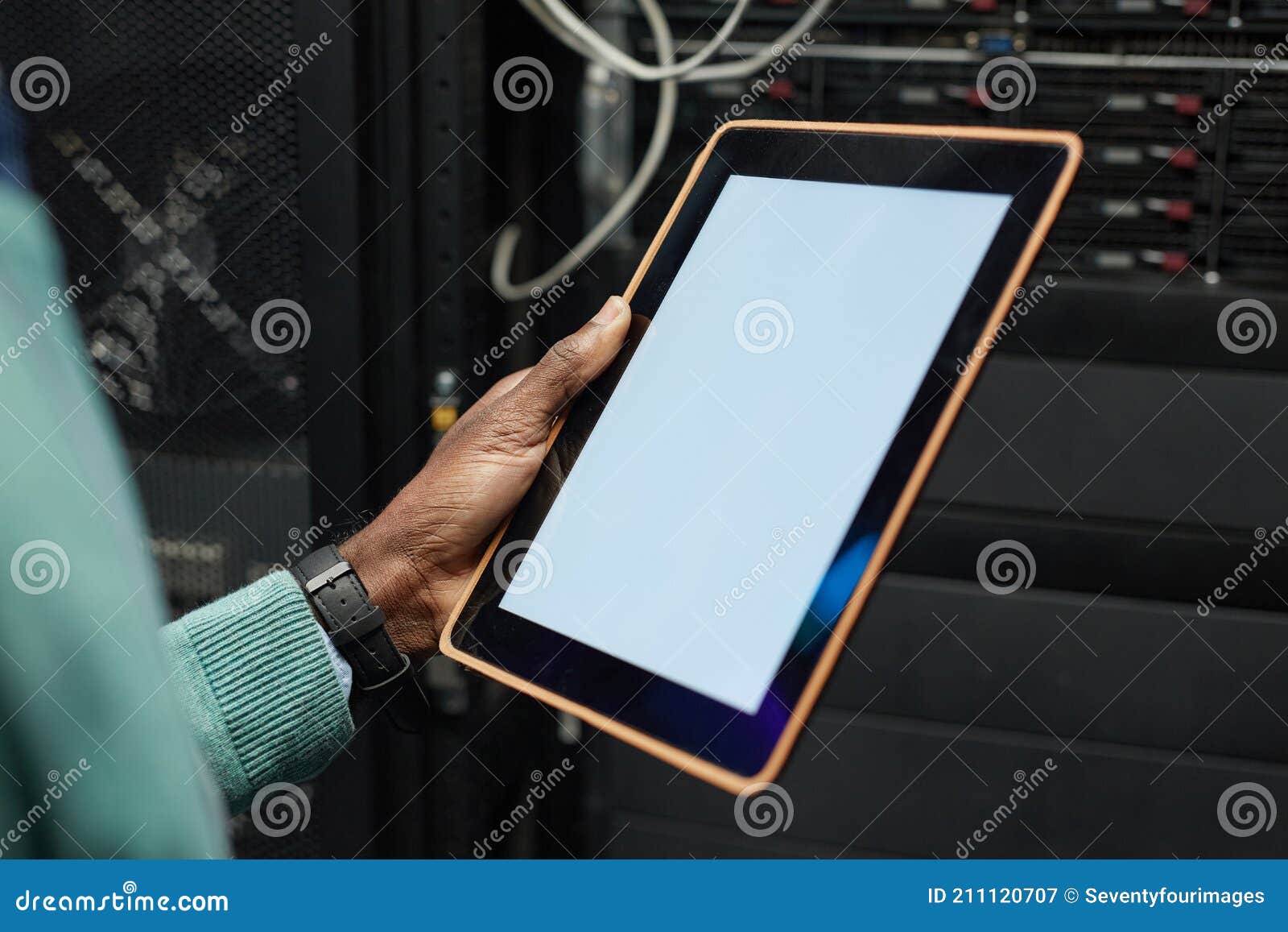 Network Engineer Inspecting Server Close Up Stock Image - Image of ...