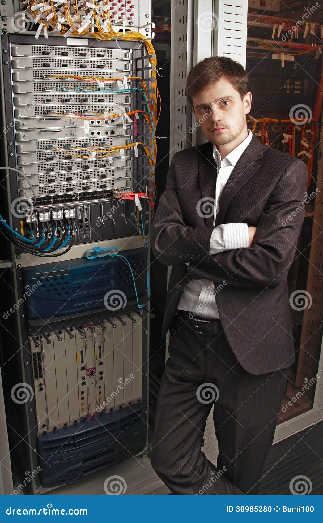 Network Engineer in Server Room Stock Photo - Image of hardware, port ...