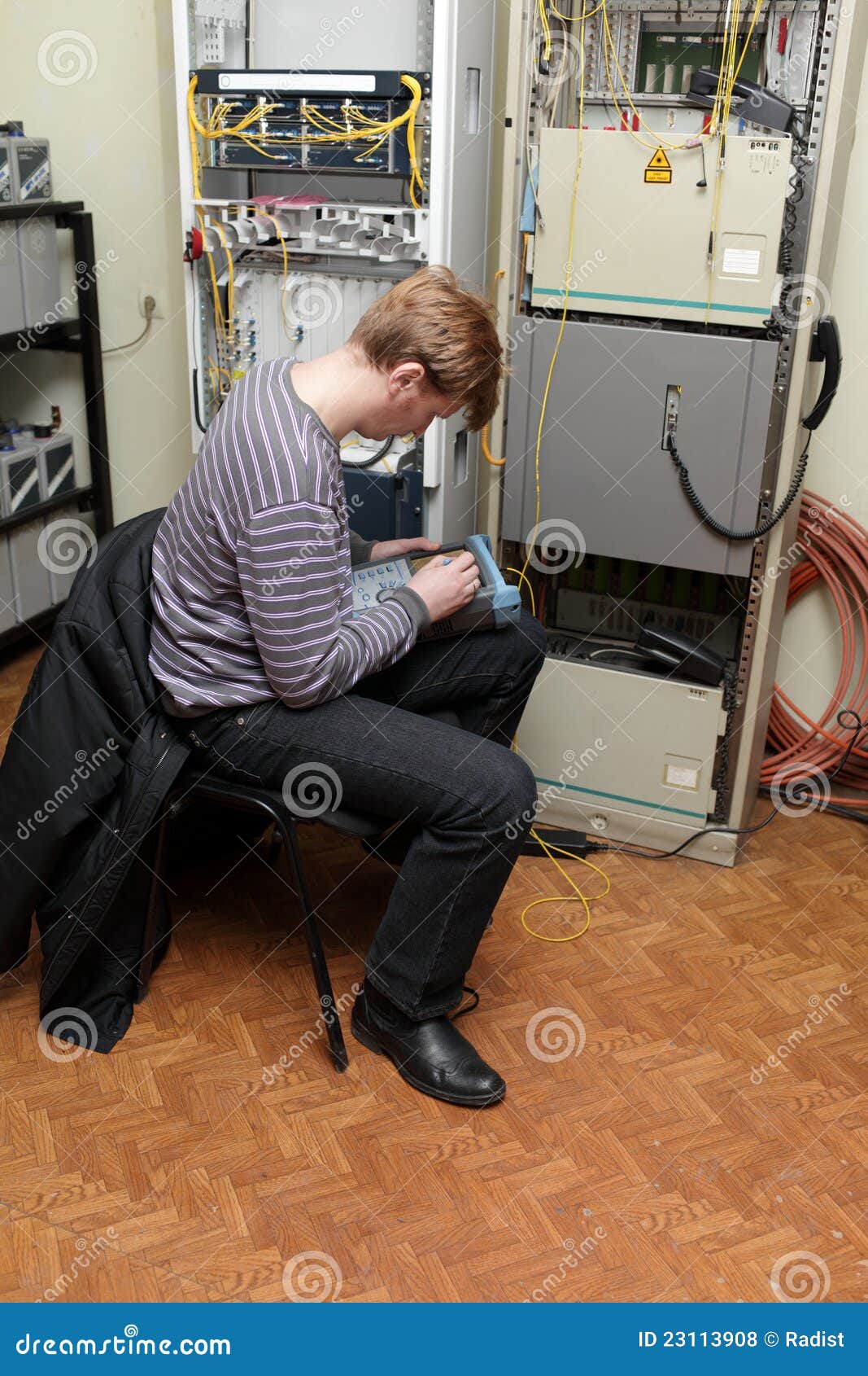 Network engineer at site stock photo. Image of computer - 23113908