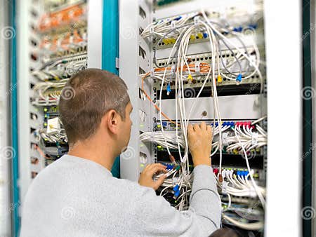 Network Engineer Solves a Communication Problem Stock Image - Image of ...