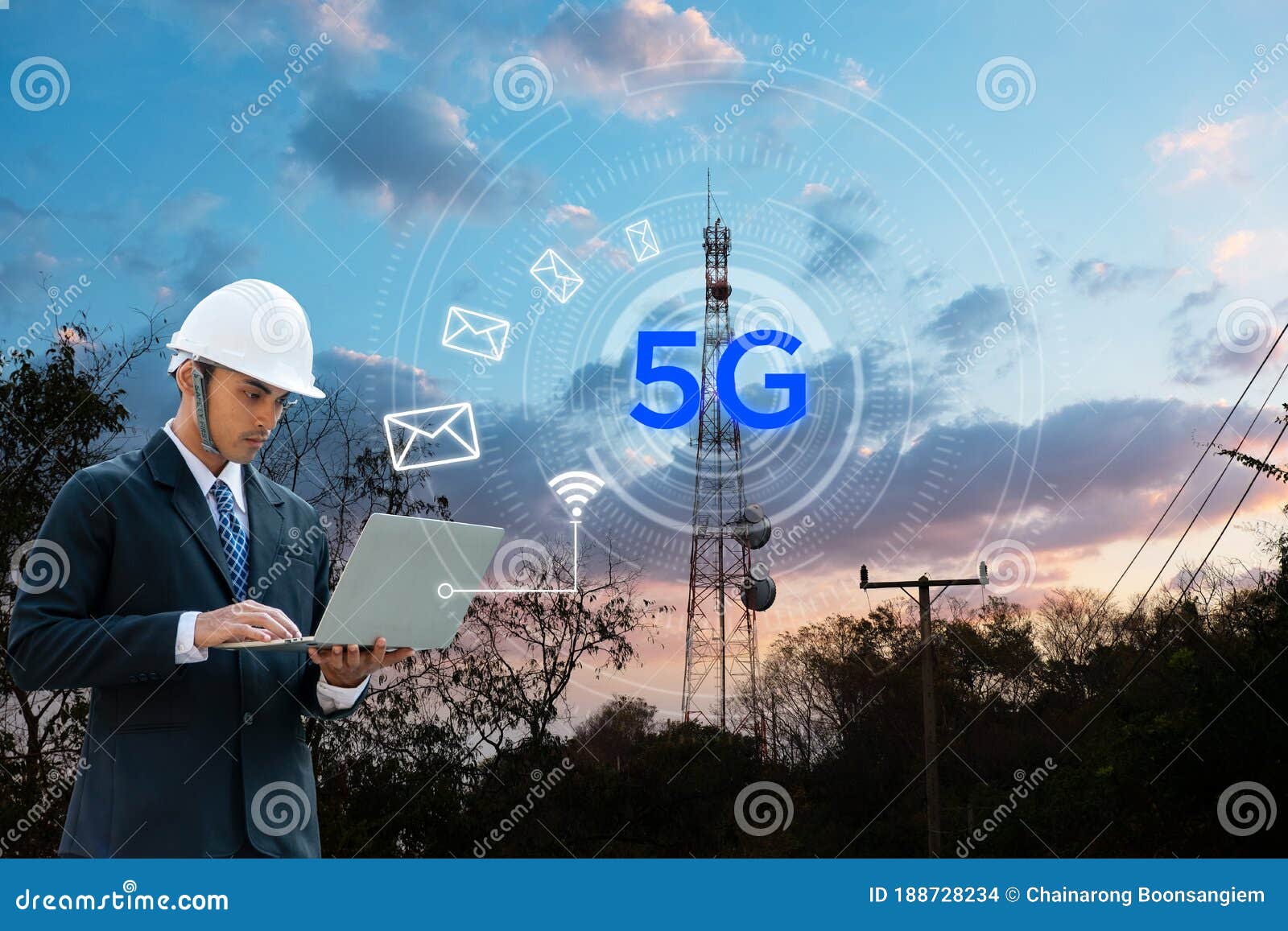 The Network Engineer is Working on the Laptop Stock Photo - Image of ...