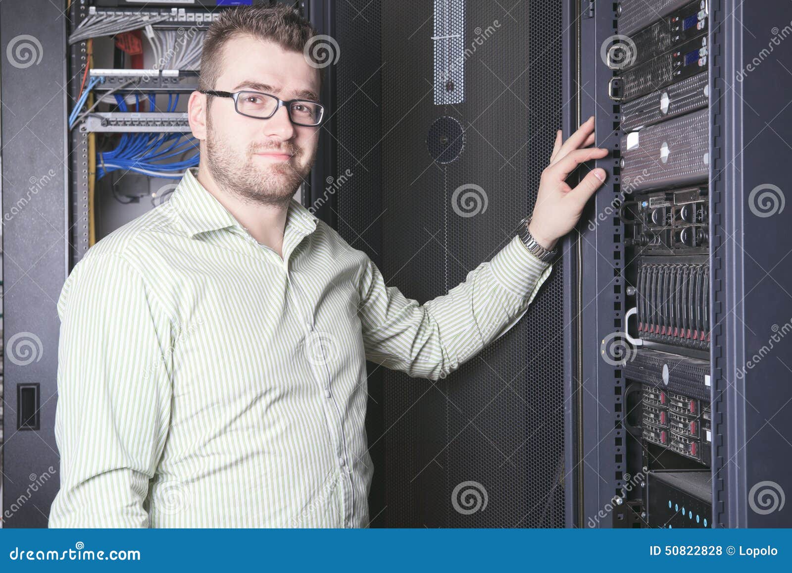 Network Engineer Working in Server Room Stock Photo - Image of ...
