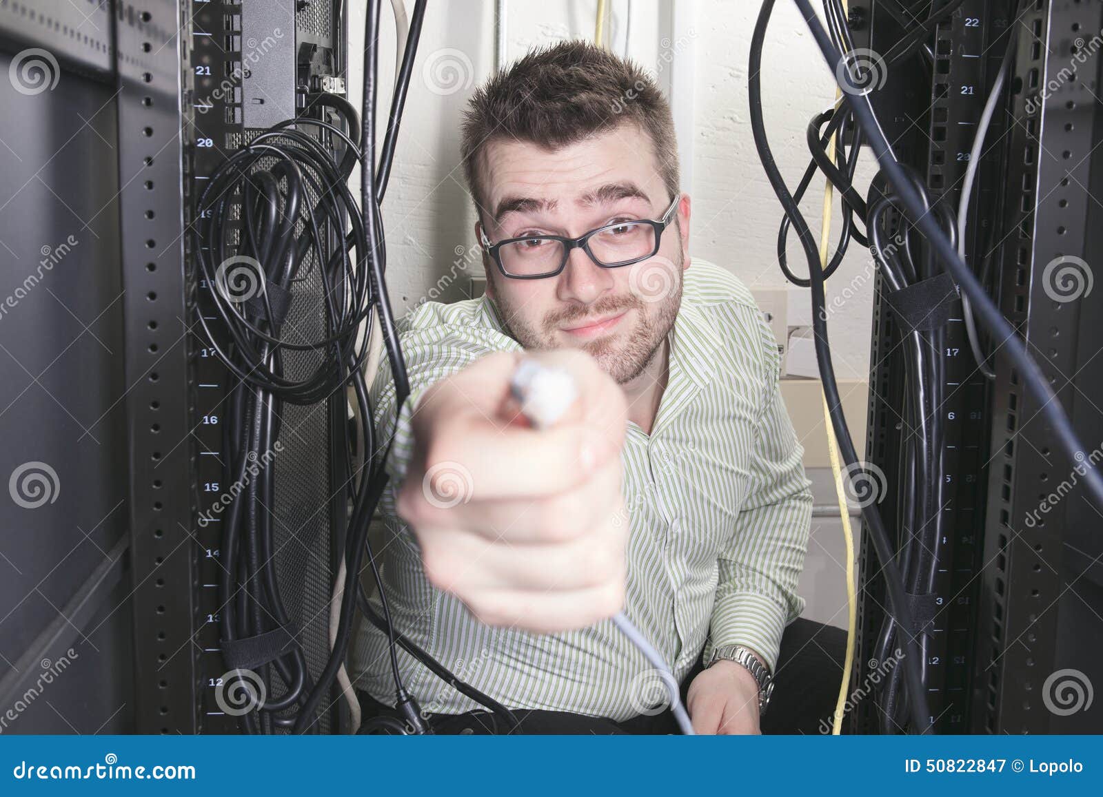 Network Engineer Working in Server Room Stock Image - Image of ...