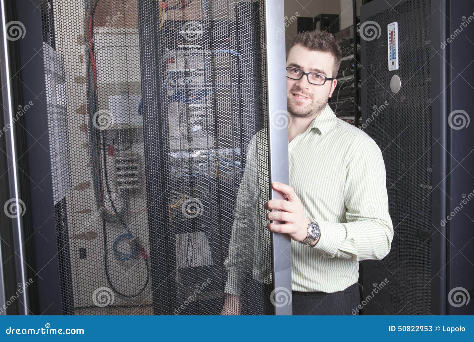 Network Engineer Working in Server Room Stock Image - Image of ...