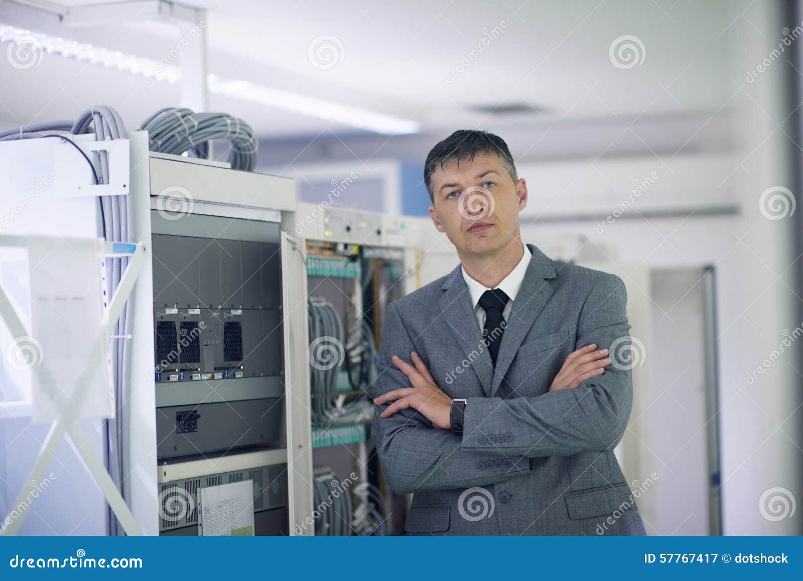 Network Engineer Working in Server Room Stock Image - Image of backup ...