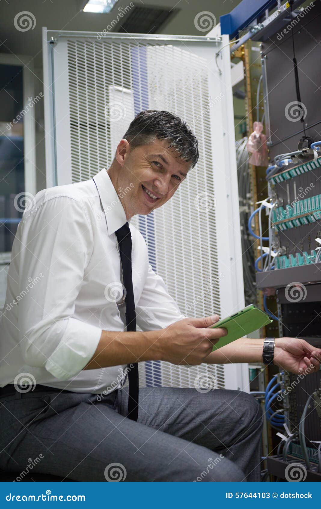 Network Engineer Working in Server Room Stock Image - Image of manager ...