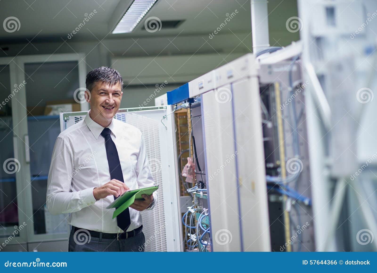 Network Engineer Working in Server Room Stock Photo - Image of ...