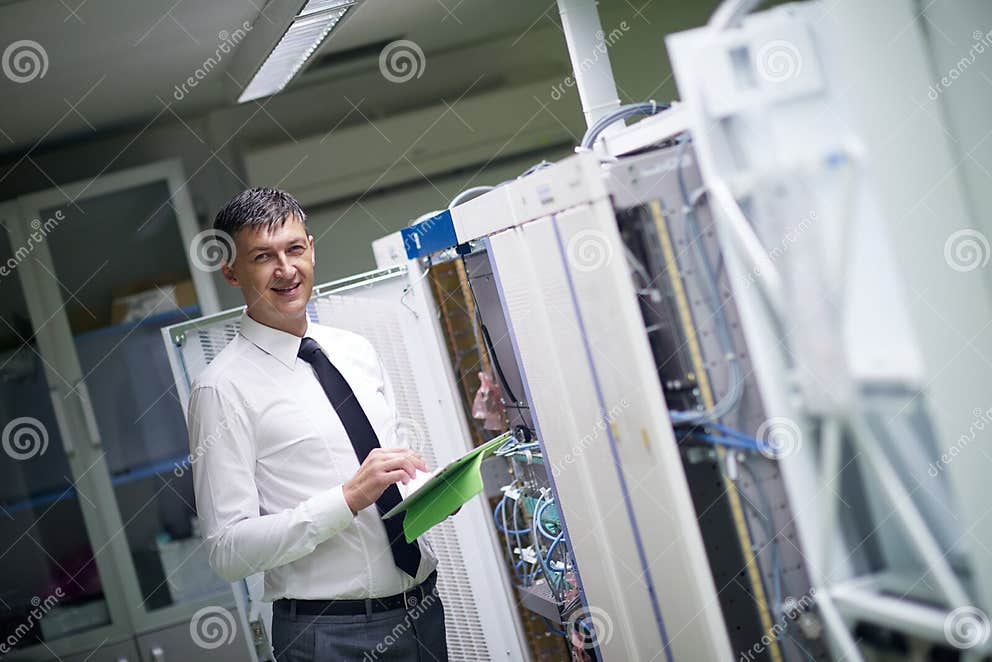 Network Engineer Working in Server Room Stock Photo - Image of fashion ...