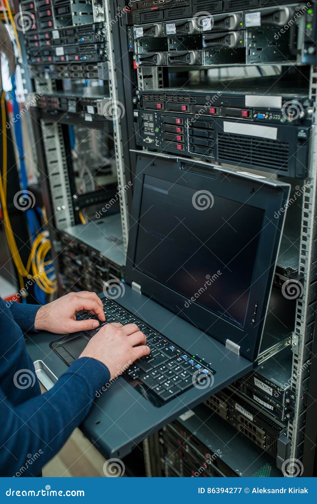 Network Engineer Working in Server Room Stock Image - Image of computer ...