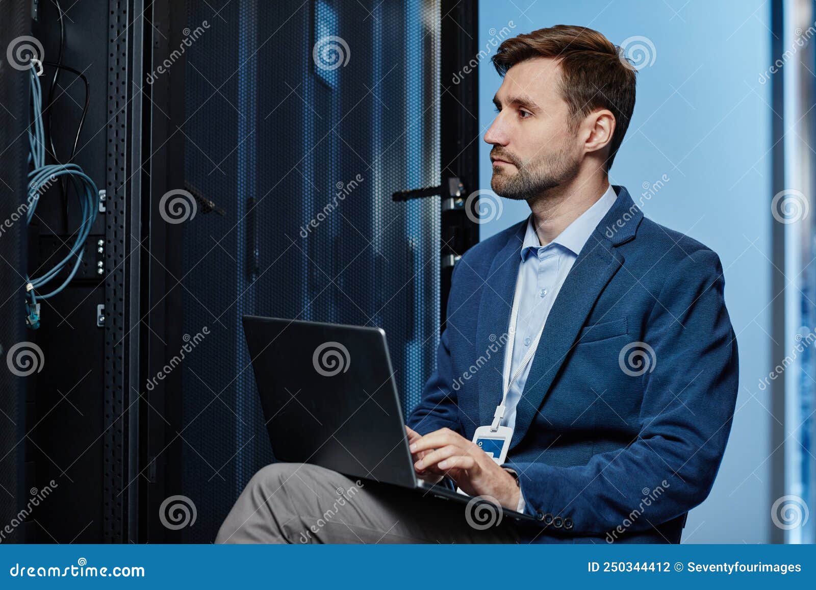 Network Engineer Working with Server Stock Photo - Image of online ...