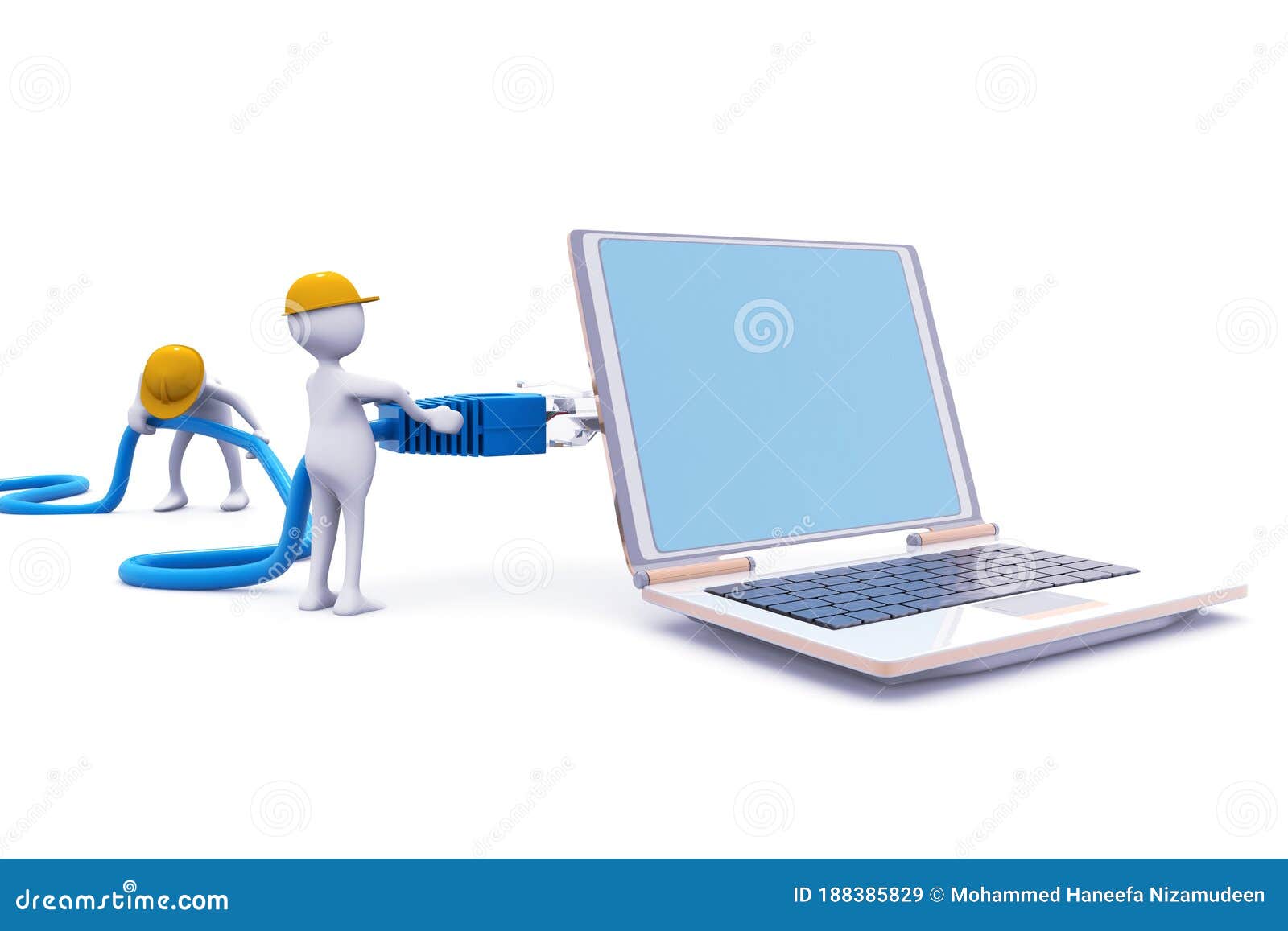 Network Engineers Connecting Cable Stock Illustration - Illustration of ...