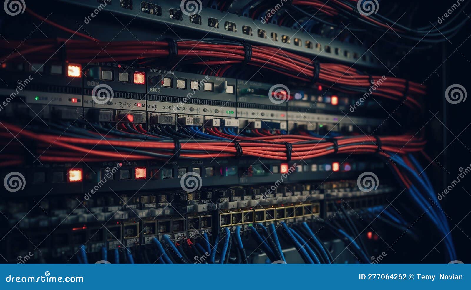 Network Equipment Panel with Cables and Wires on it. Generative Ai ...