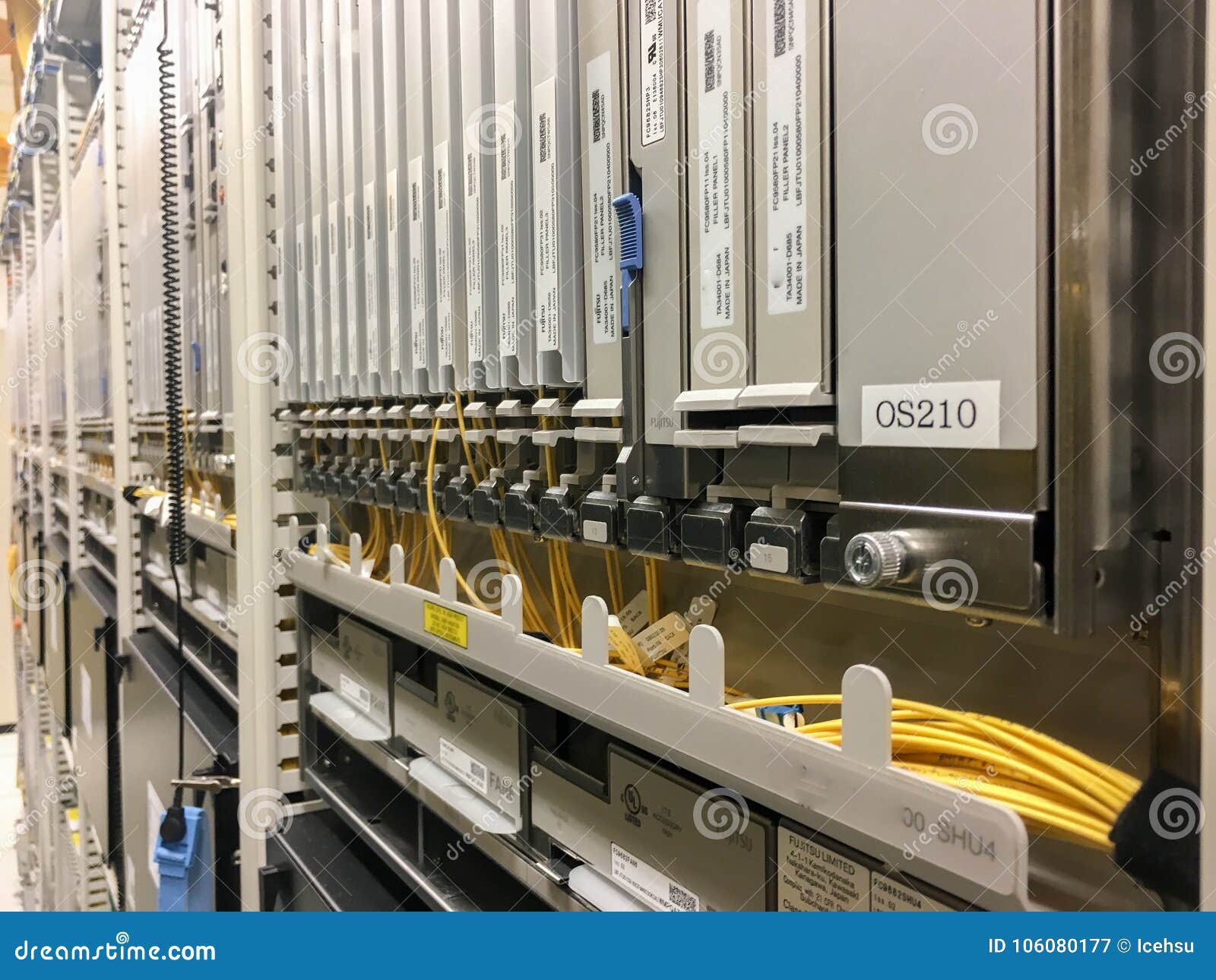 Network equipment racks editorial photography. Image of communication ...