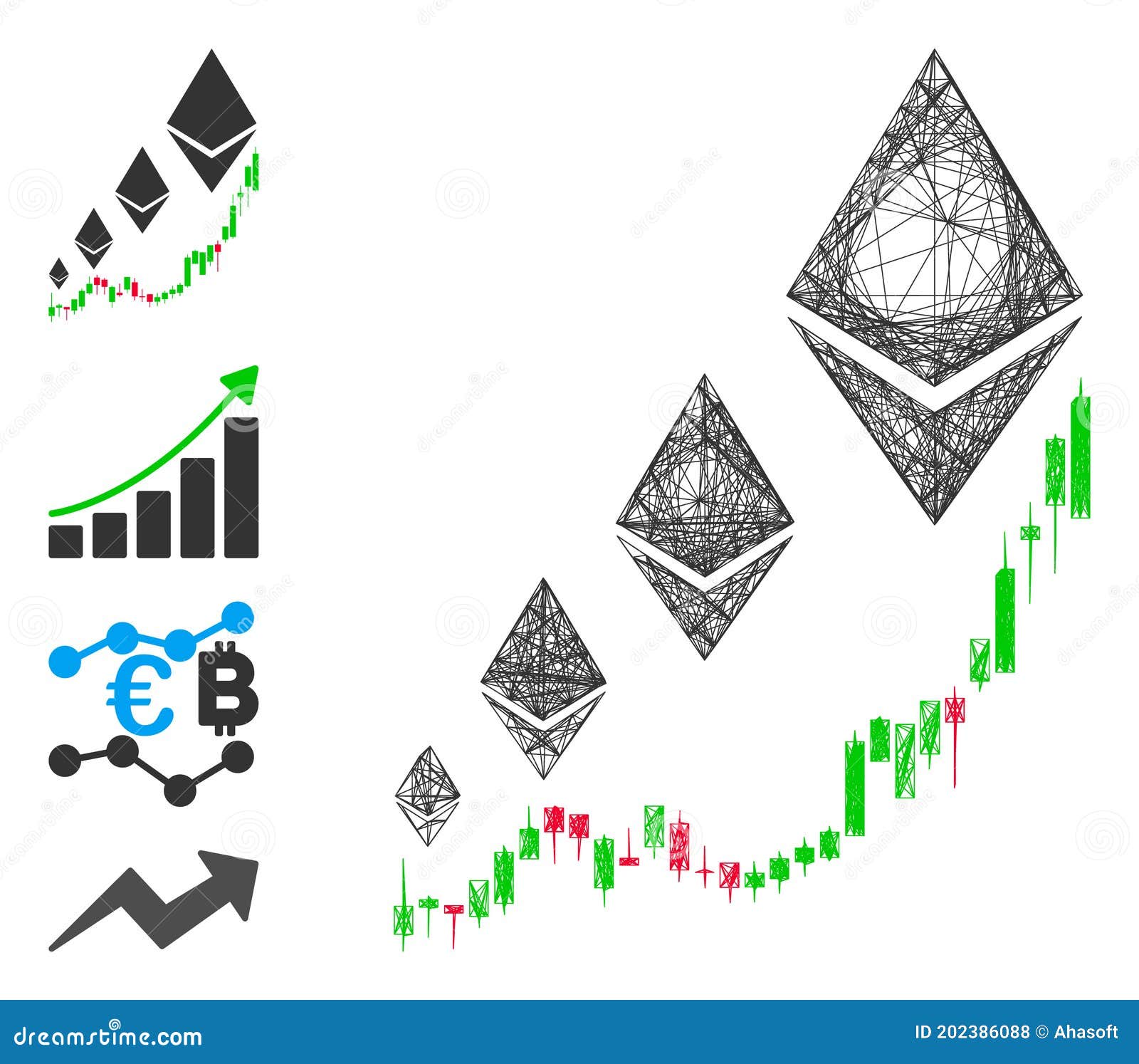 Network Ethereum Growth Chart Vector Mesh Stock Vector - Illustration ...