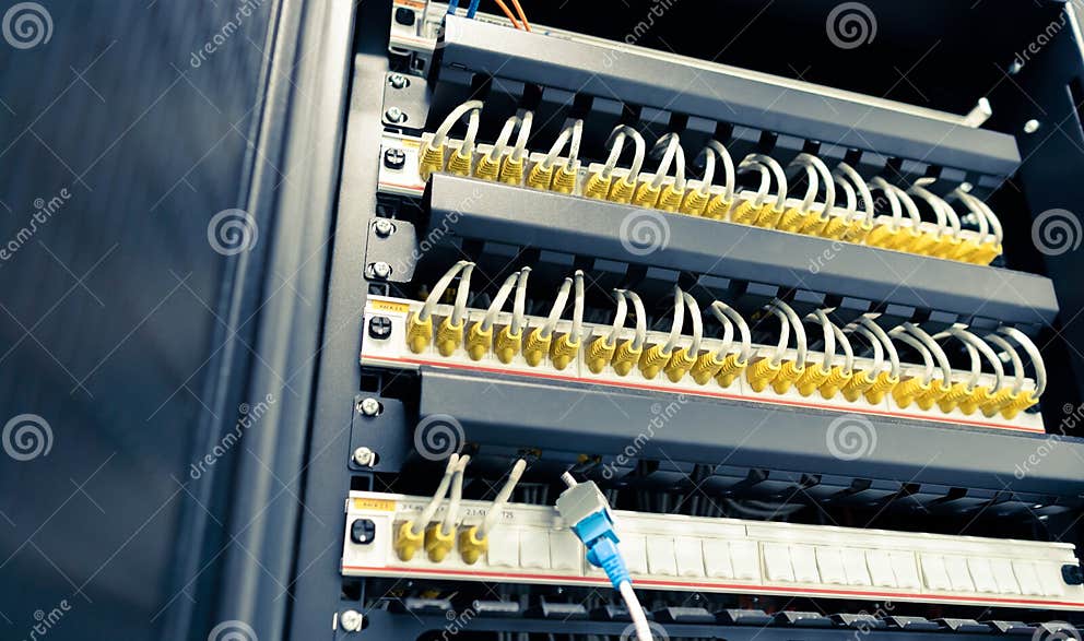 Network Ethernet Cables Connect To Switch Server Rack in Data Center ...