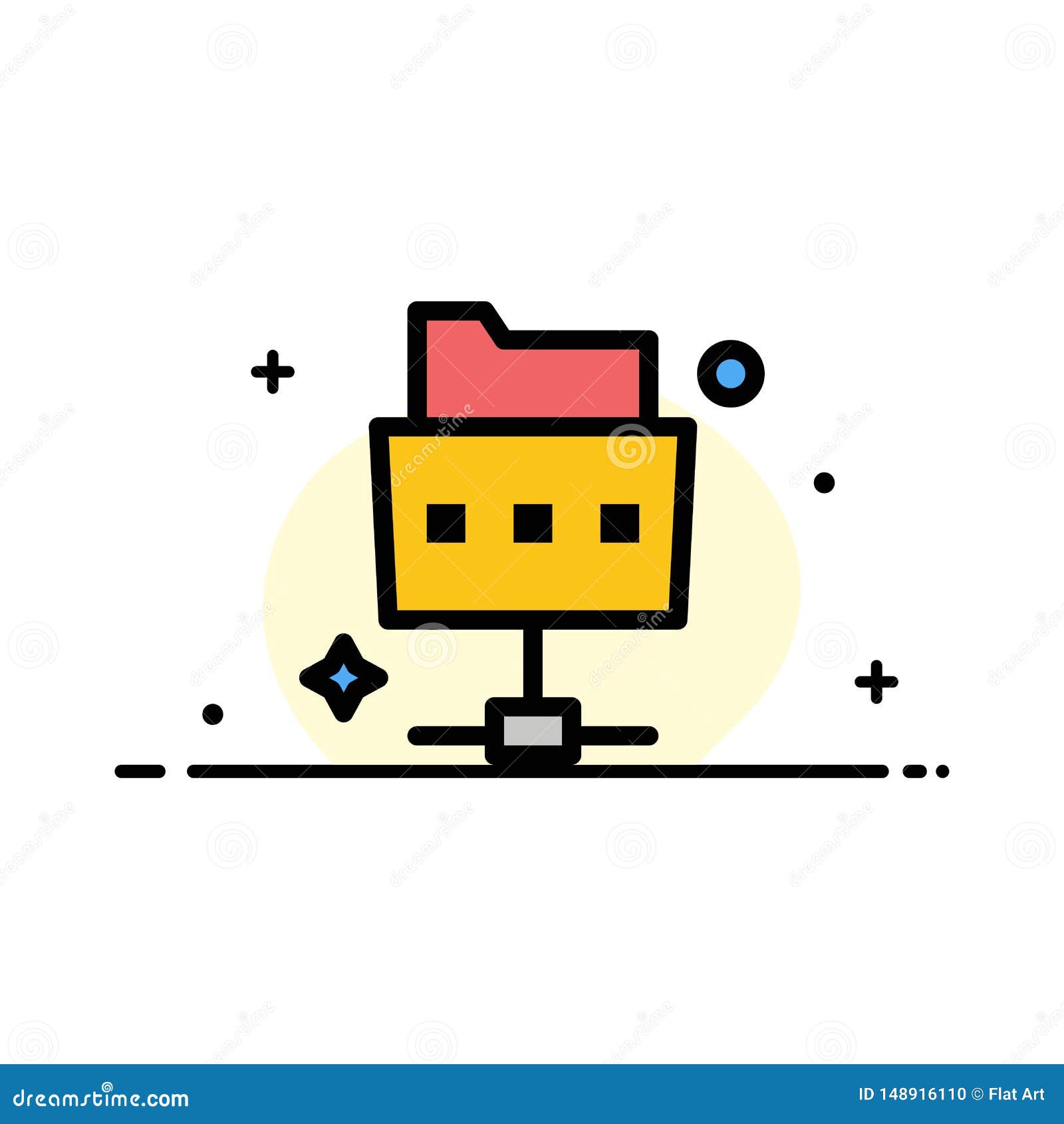 Network, File, Folder Business Flat Line Filled Icon Vector Banner ...