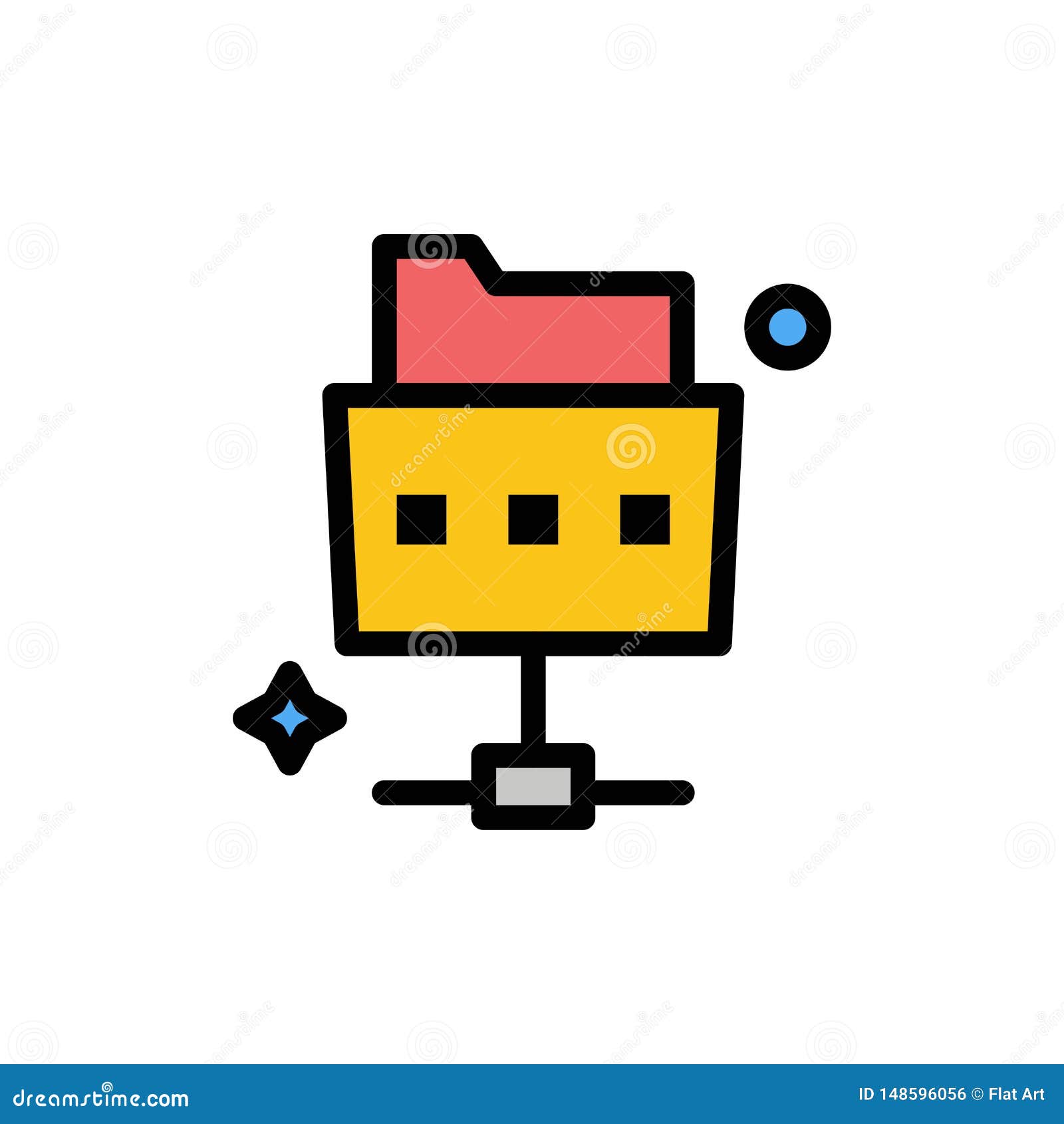 Network, File, Folder Flat Color Icon. Vector Icon Banner Template ...