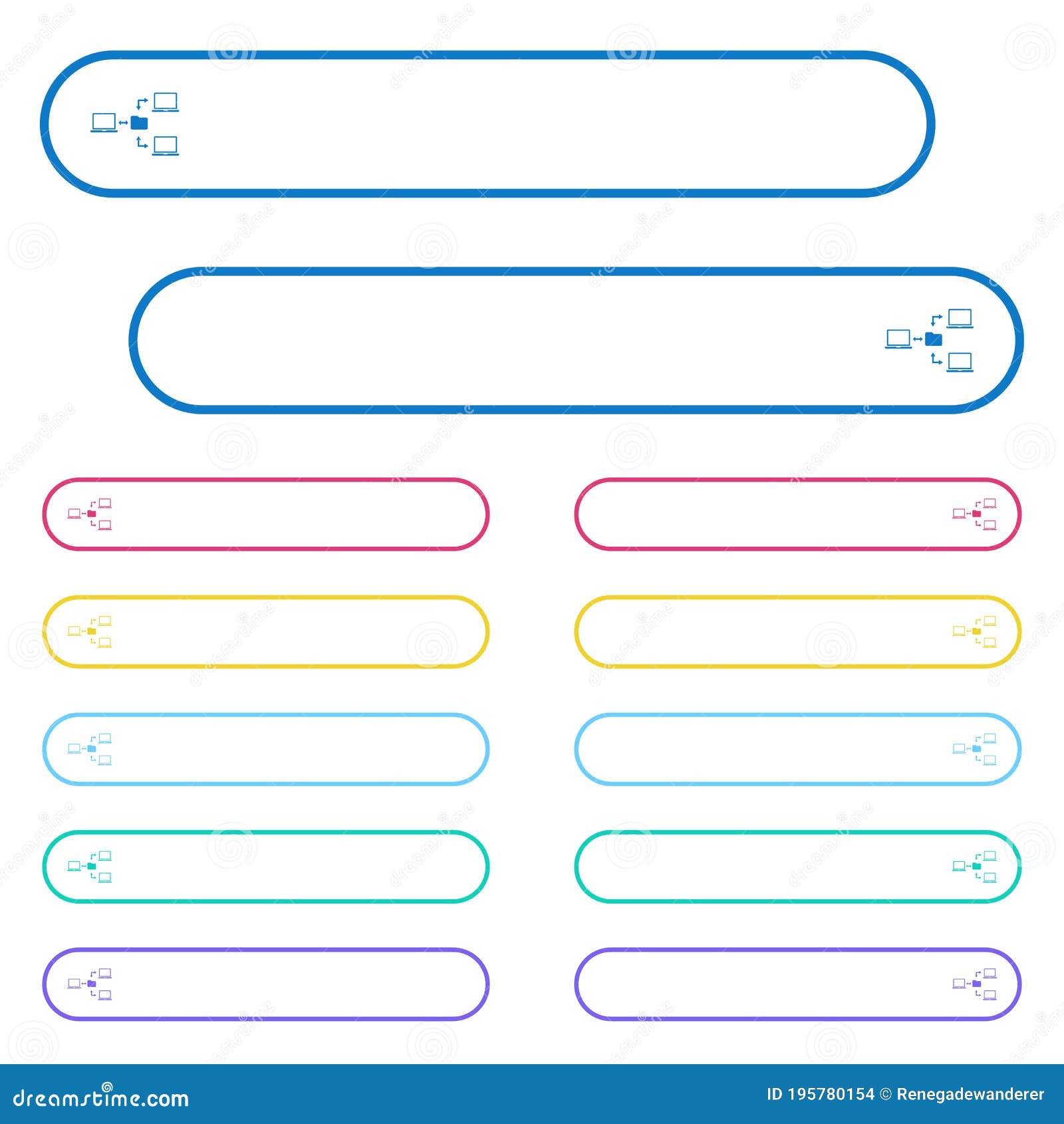 Network File System Icons In Rounded Color Menu Buttons Stock Vector