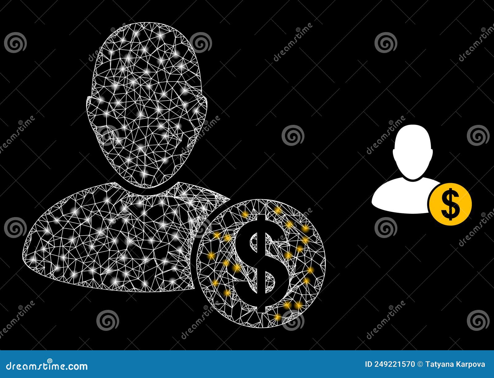 Hatched Financier Mesh Icon with Constellation Lightspots Stock Vector ...