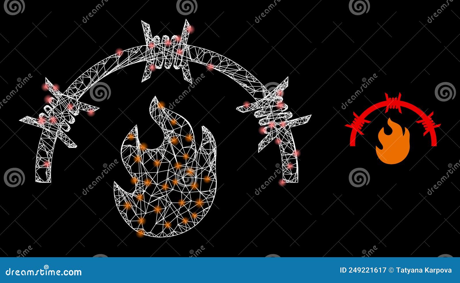 Net Fire Jail Mesh Icon with Constellation Lightspots Stock Vector ...