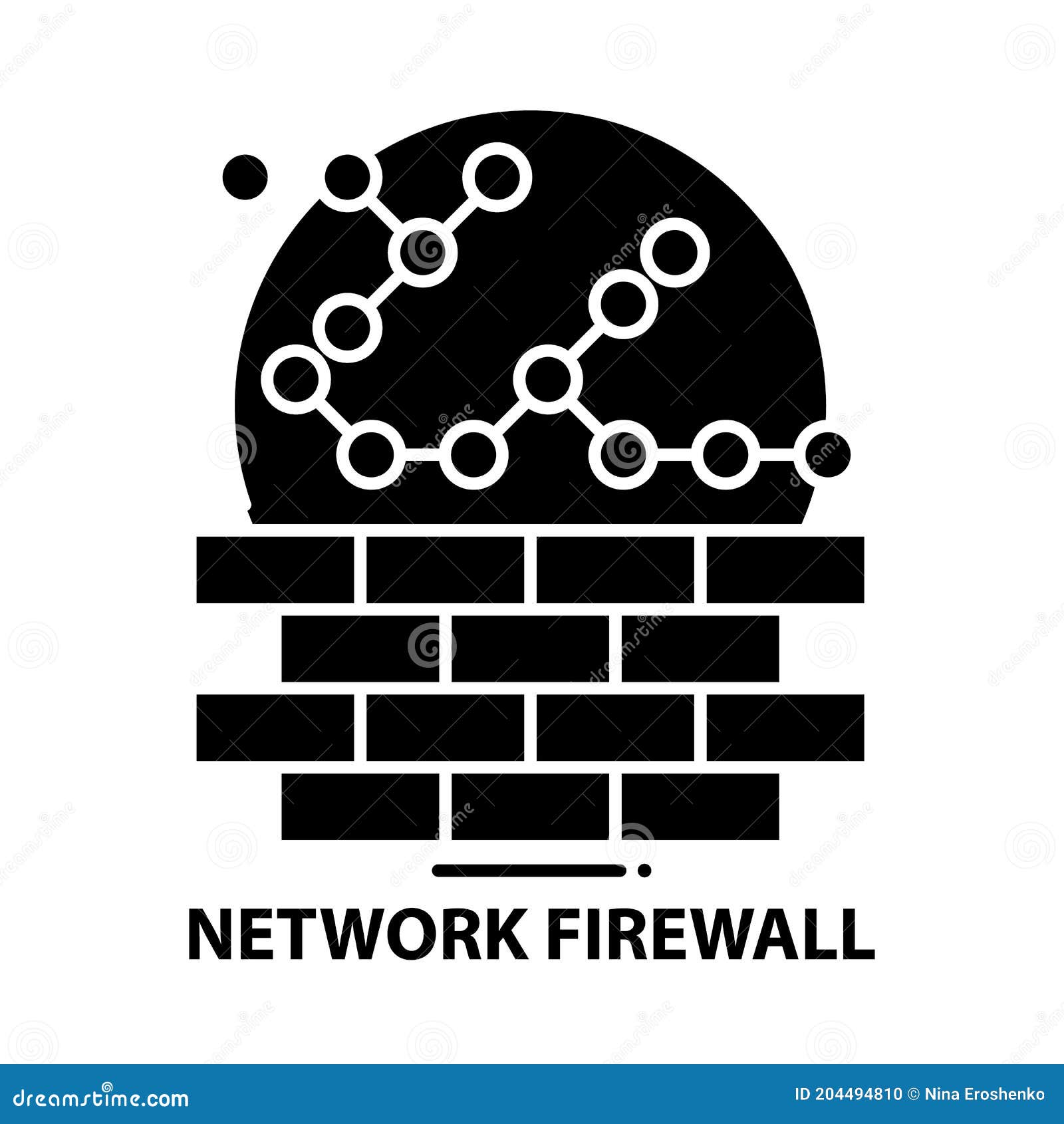 Network Firewall Icon, Black Vector Sign with Editable Strokes, Concept ...